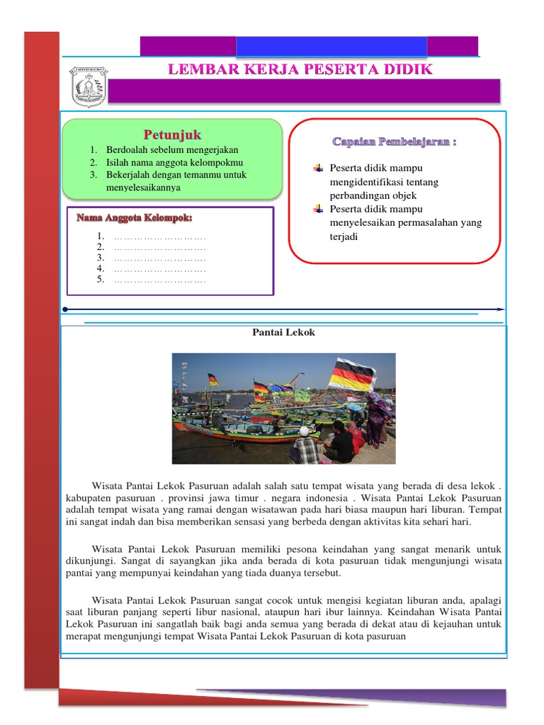 LKPD Matematika Berbasis Kearifan Lokal - Dian Retnoningrum | PDF