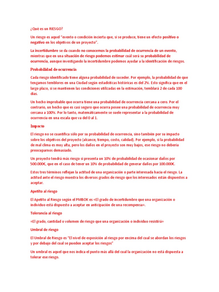 Qué Es Un RIESGO | PDF | Riesgo | Probabilidad