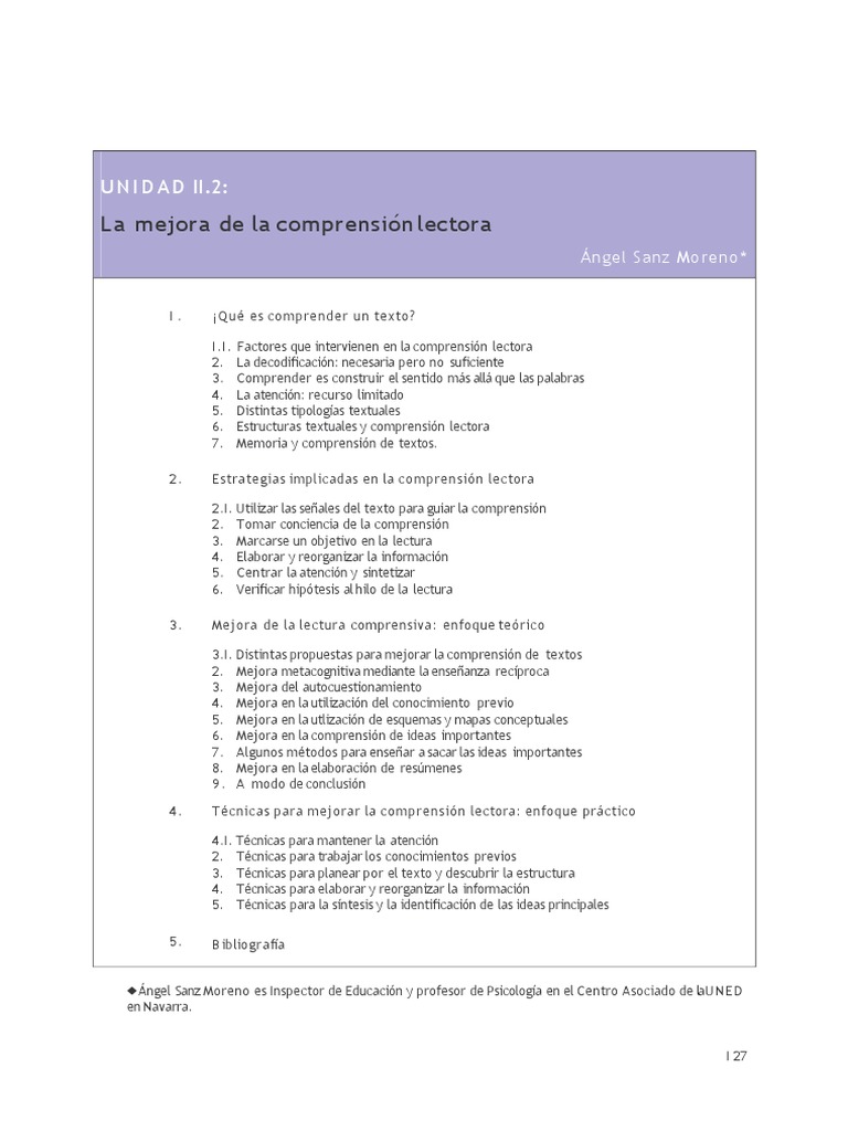 Unidad 1_ La Mejora de La Comprensión Lectora | PDF | Comprensión ...