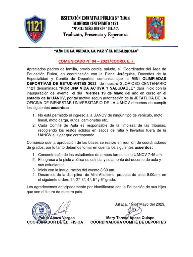 COMUNICADO #04-APAFA - 2023-Signed | PDF