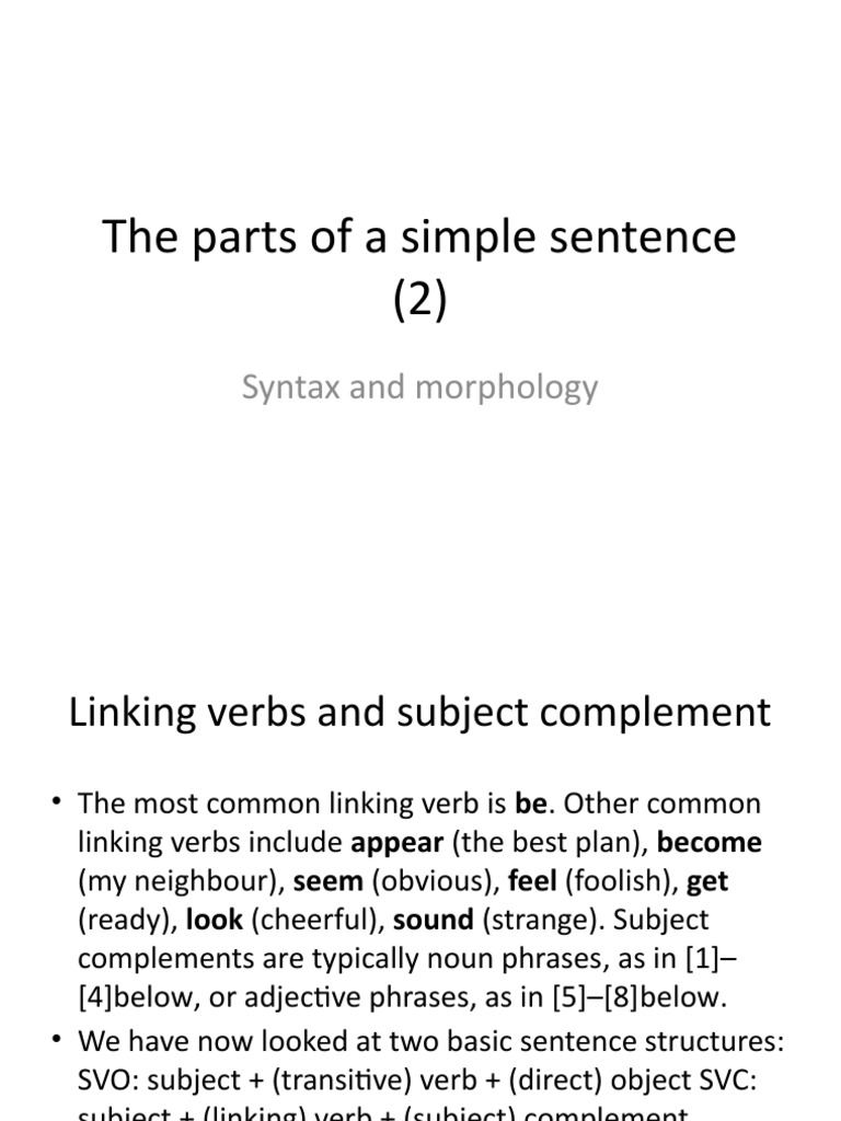 The Parts of A Simple Sentence | PDF | Verb | Adverb