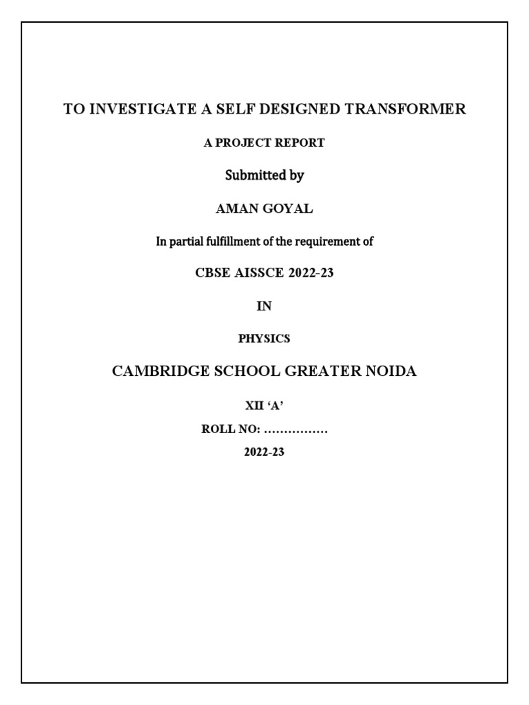 TO INVESTIGATE A SELF DESIGNED TRANSFORMER | PDF | Transformer ...