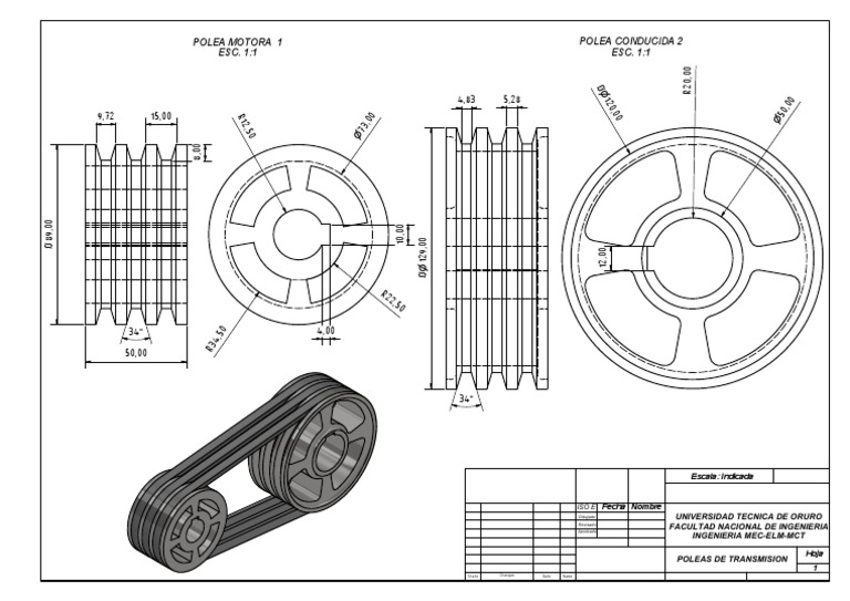 Plano Poleas Trapezoidales | PDF
