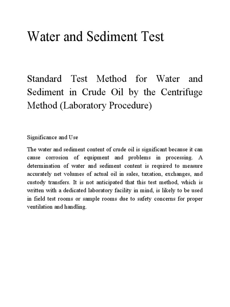 Water and Sediment Test | PDF | Science & Mathematics | Technology ...