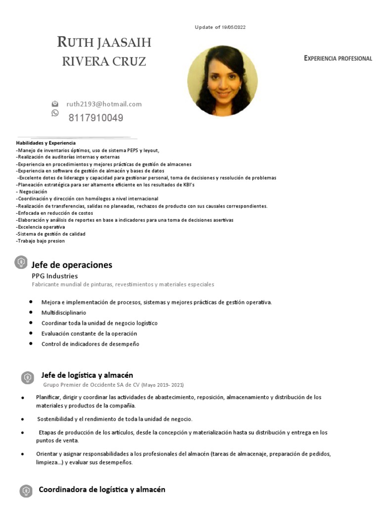 CV Ruth Rivera Cruz | PDF | Logística | Business