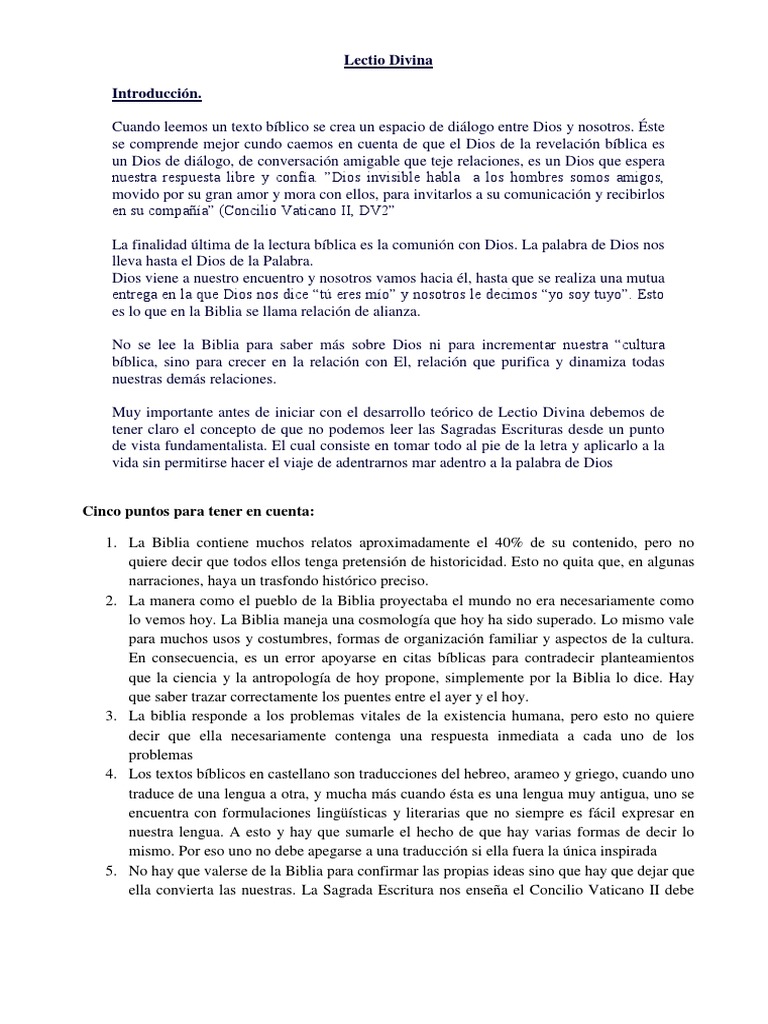 Lectio Divina Introduccion | PDF | Lectio Divina | Oración