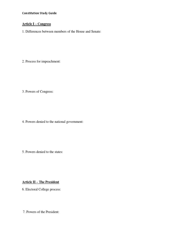 Constitution Study Guide | PDF