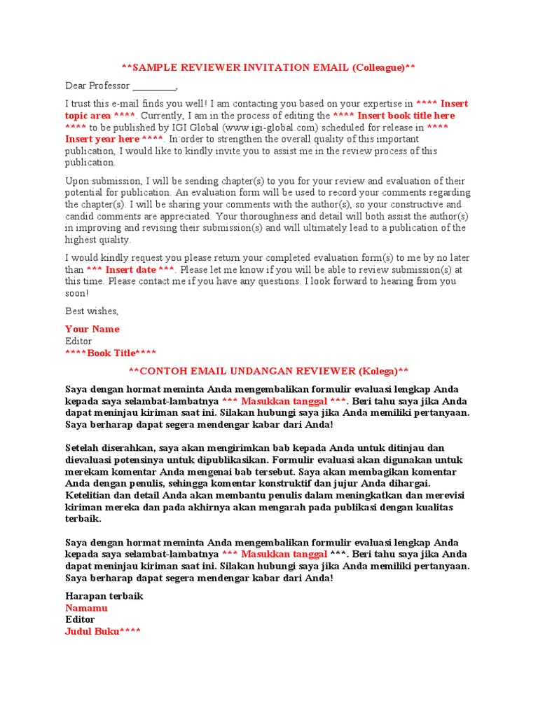 Sample Reviewer Invitation Email | PDF