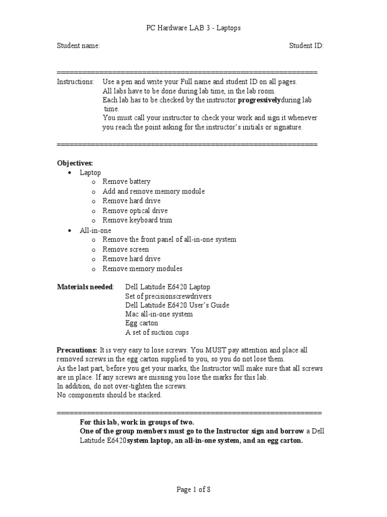 LAB 3 Laptops and All in One | PDF | Laptop | Desktop Computer