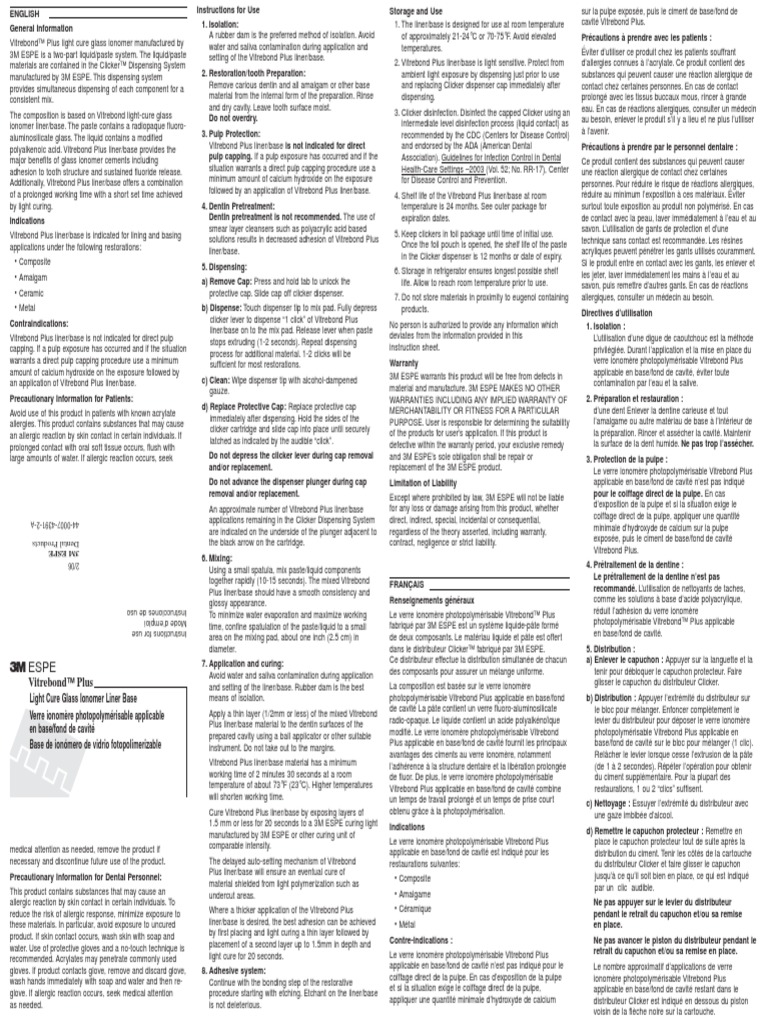 3M-VitrebondPlus IFU | PDF | Chemistry | Materials