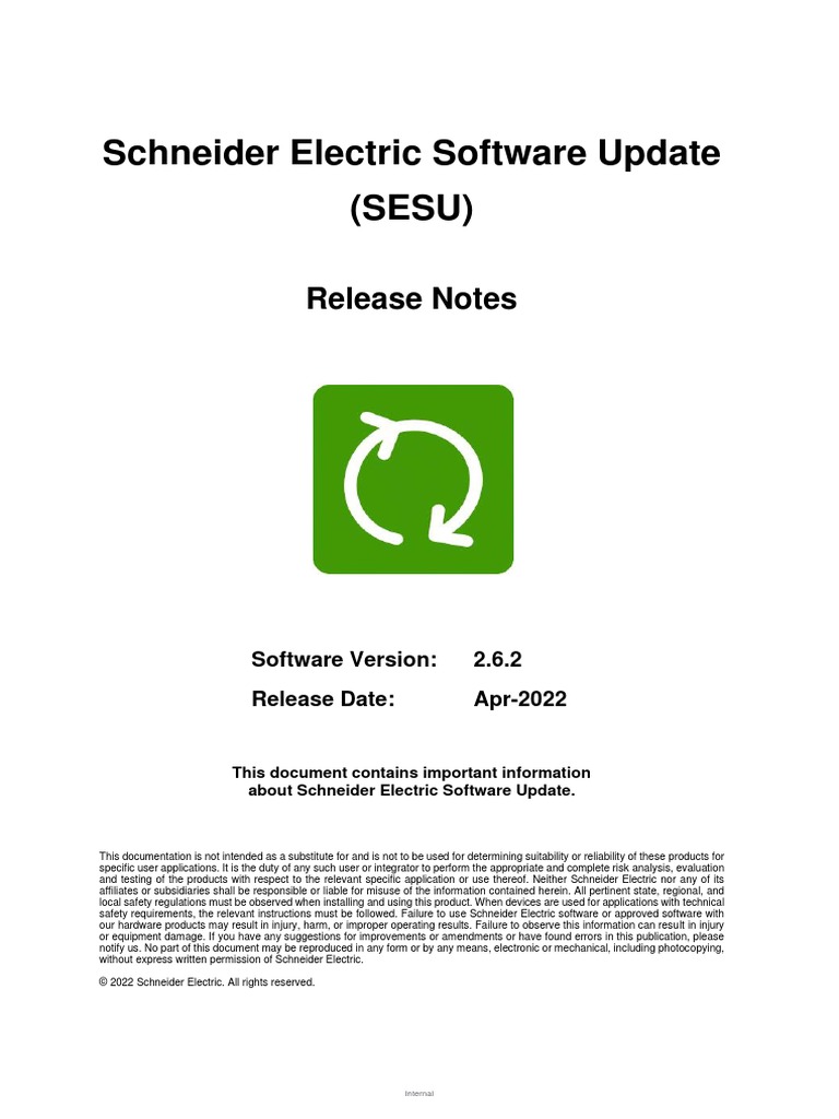 Schneider Electric Software Update (SESU) : Release Notes | PDF