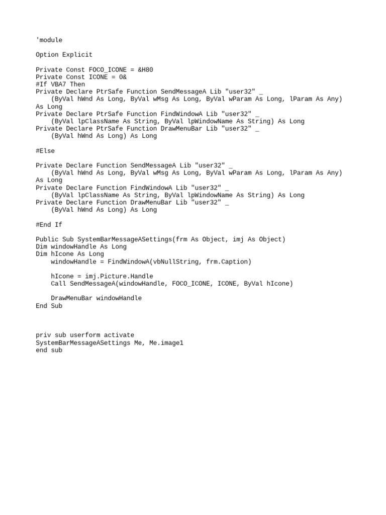 VBA Window Icon Manipulation | PDF | Computers