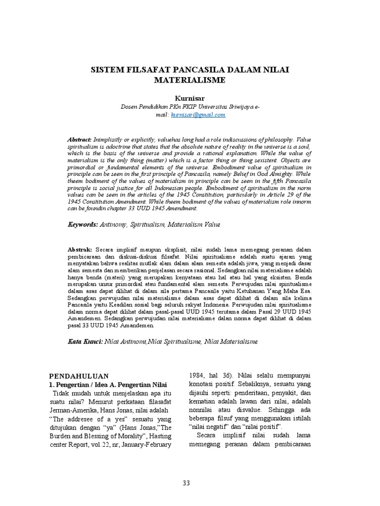 Nilai Materialisme | PDF