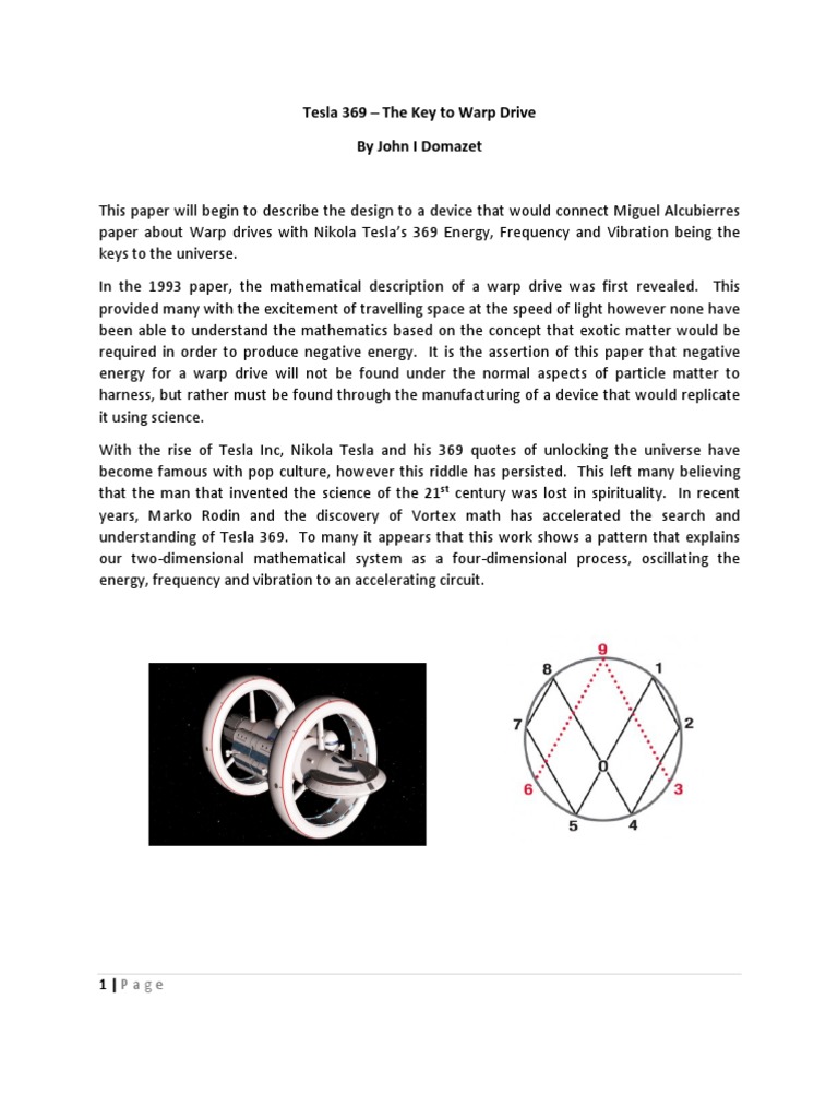 Tesla 369 The Key To Warp Drive | PDF