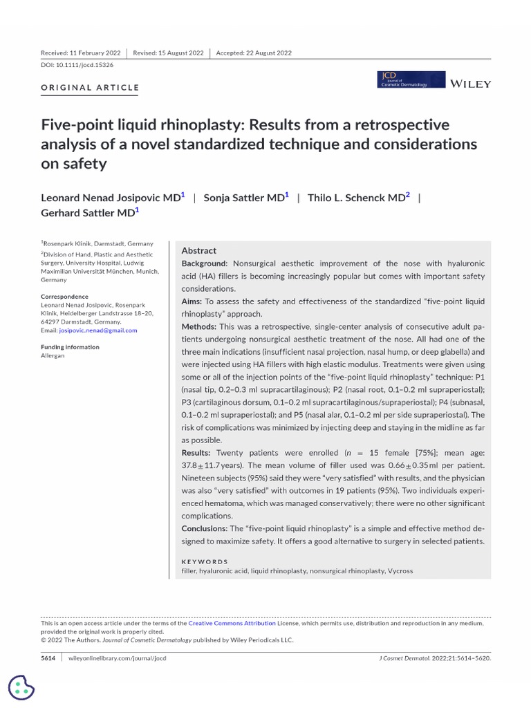 Five-Point Liquid Rhinoplasty - Results From A Retrospective Analysis of A Novel Standardized ...
