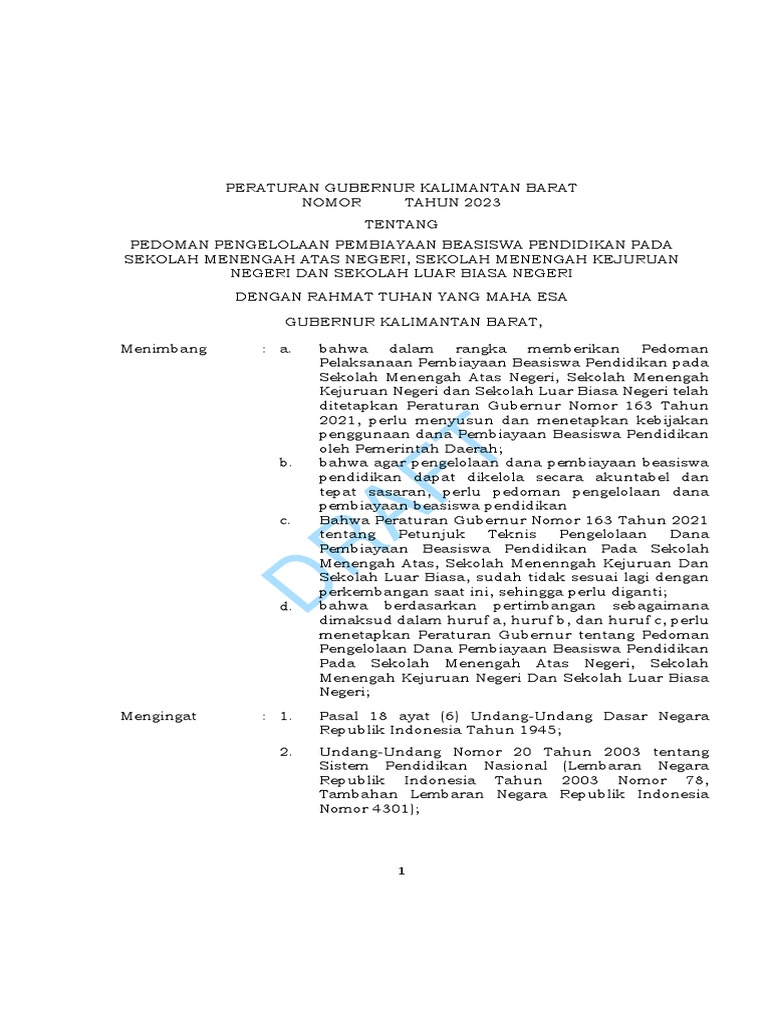 Pergub Nomor Tahun 2023 Tentang Juknis PBP Draft-1 | PDF
