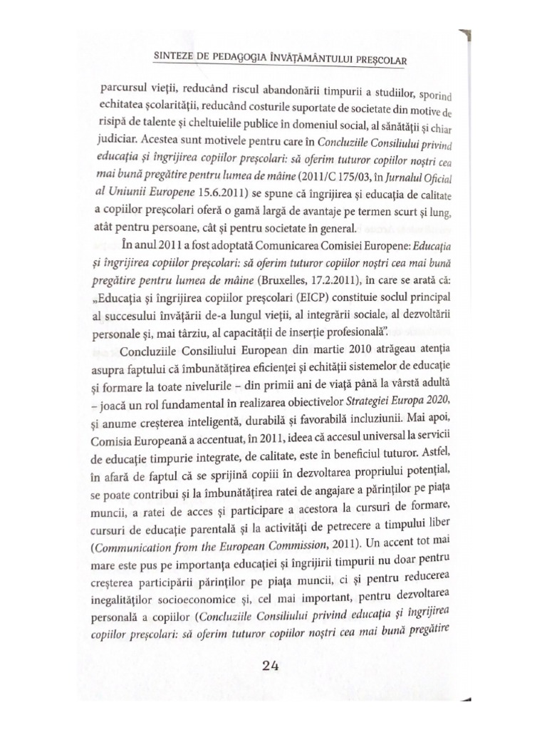 Sinteze de Pedagigie Invatamantul Prescolar 2 | PDF