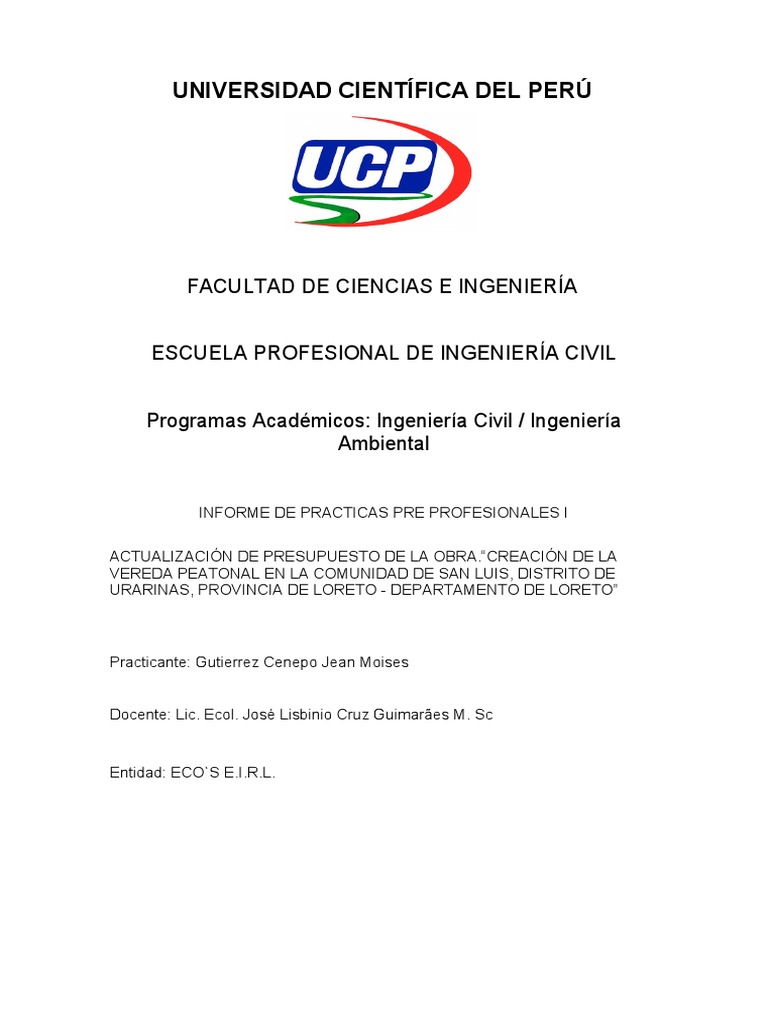Informe Preliminar - Jean Moises - Gutierrez Cenepo | PDF | Presupuesto