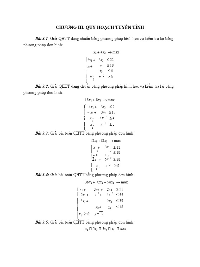 Bai Tap - Chuong III - Quy Hoach Tuyen Tinh WORD | PDF