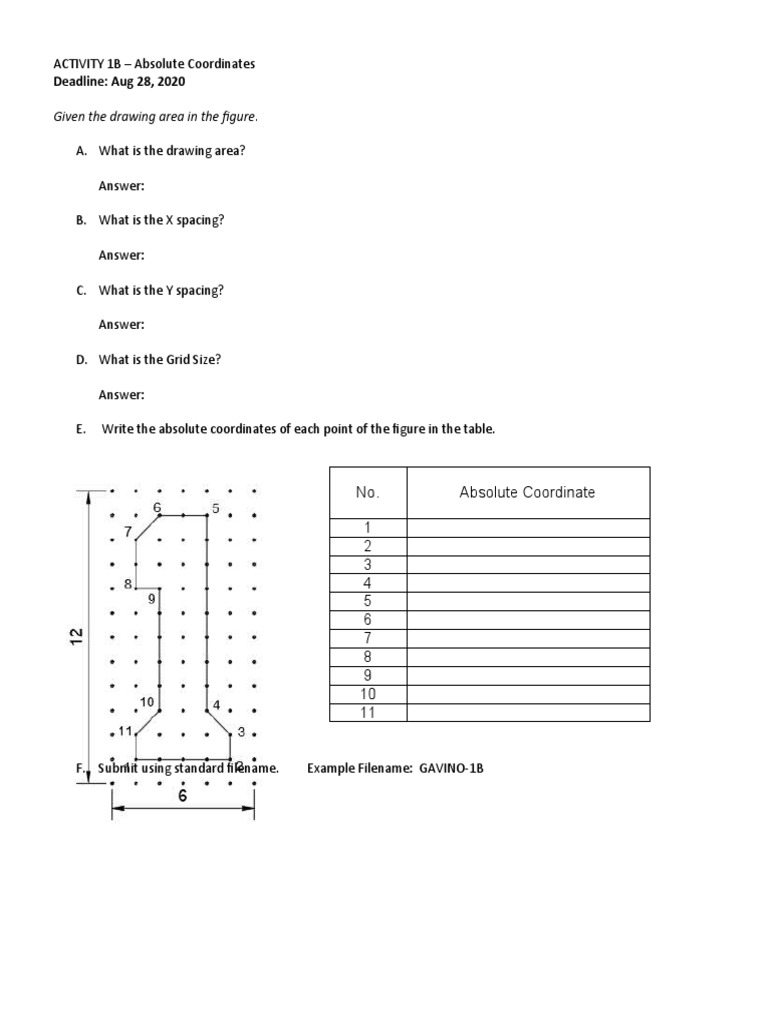 Activity 1B - Absolute Coordinates | PDF