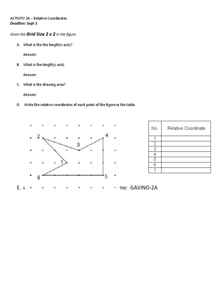 Activity 2A - Relative Coordinates | PDF