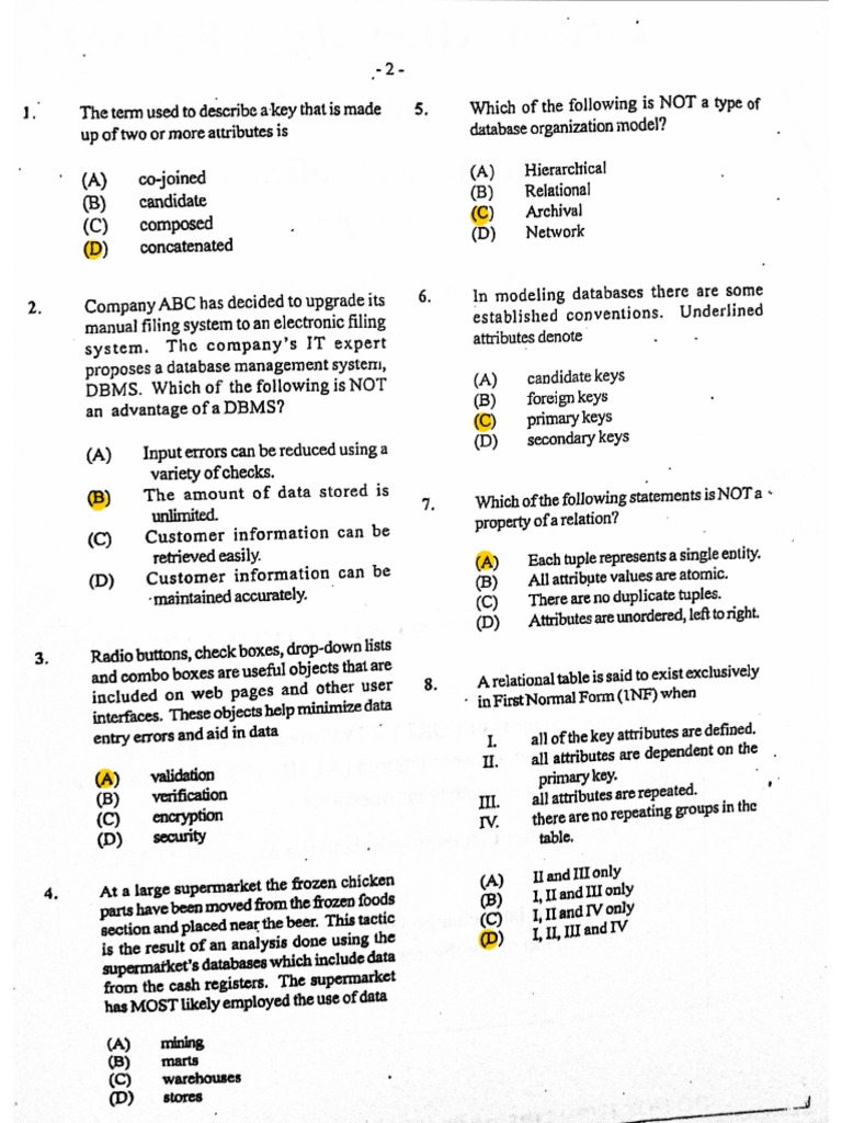 CAPE Info Tech Unit 2 P1 2010 - Solutions | PDF