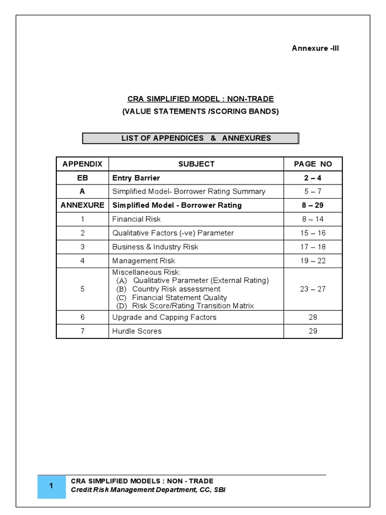 Annexure III CRA SIMPLIFIED_ NonTrade | PDF | Loans | Cheque