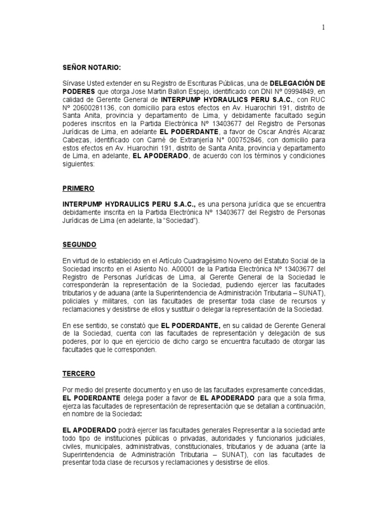 2018 06 01 Minuta delegación de poder (2) | PDF | Gobierno | Justicia