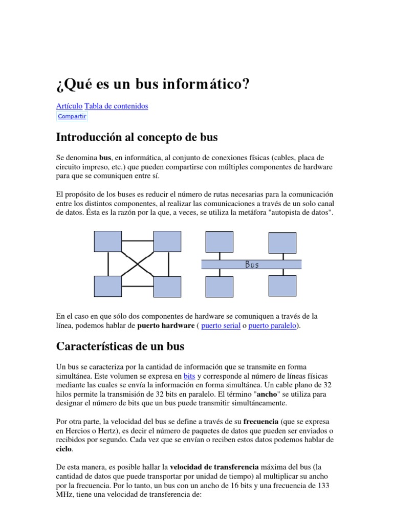 Qué es un bus informático: guía completa | PDF | Unidad Central de ...