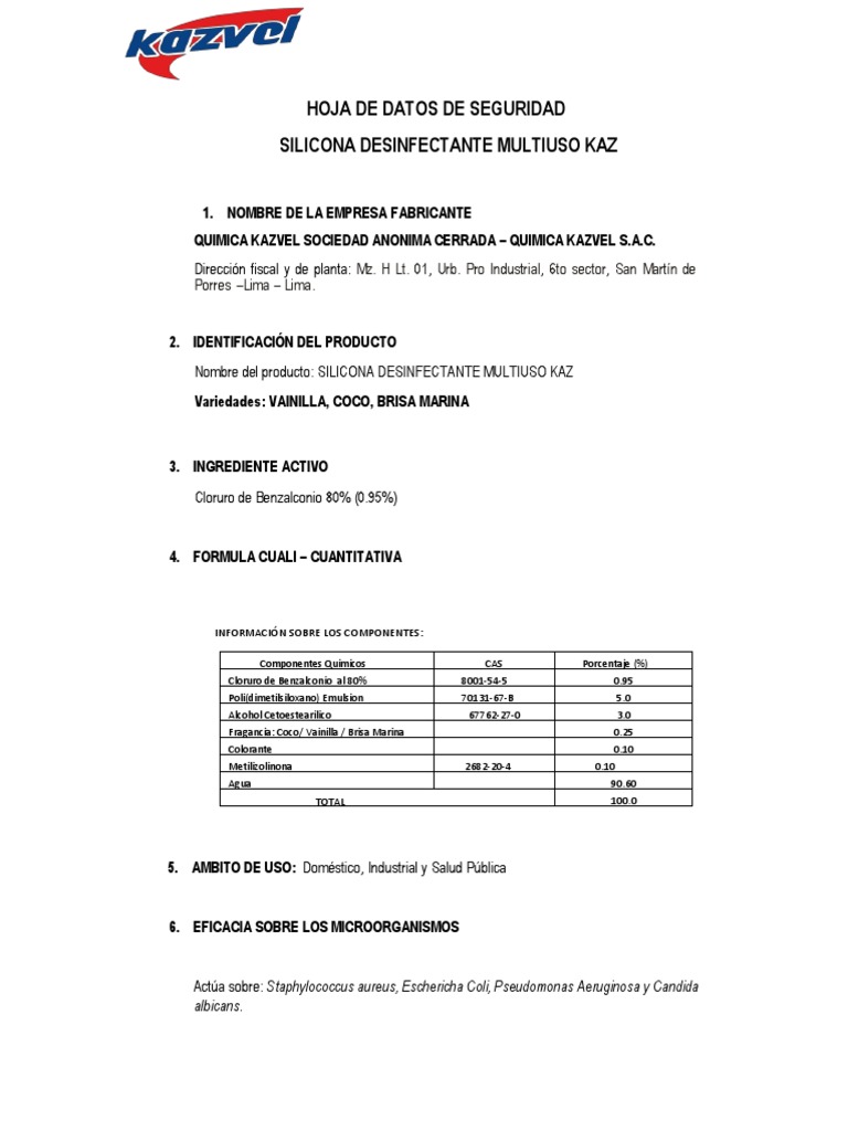 HOJA DE DATOS DE SEGURIDAD DE MATERIALES SILICONA (1) | PDF | Agua | Litro