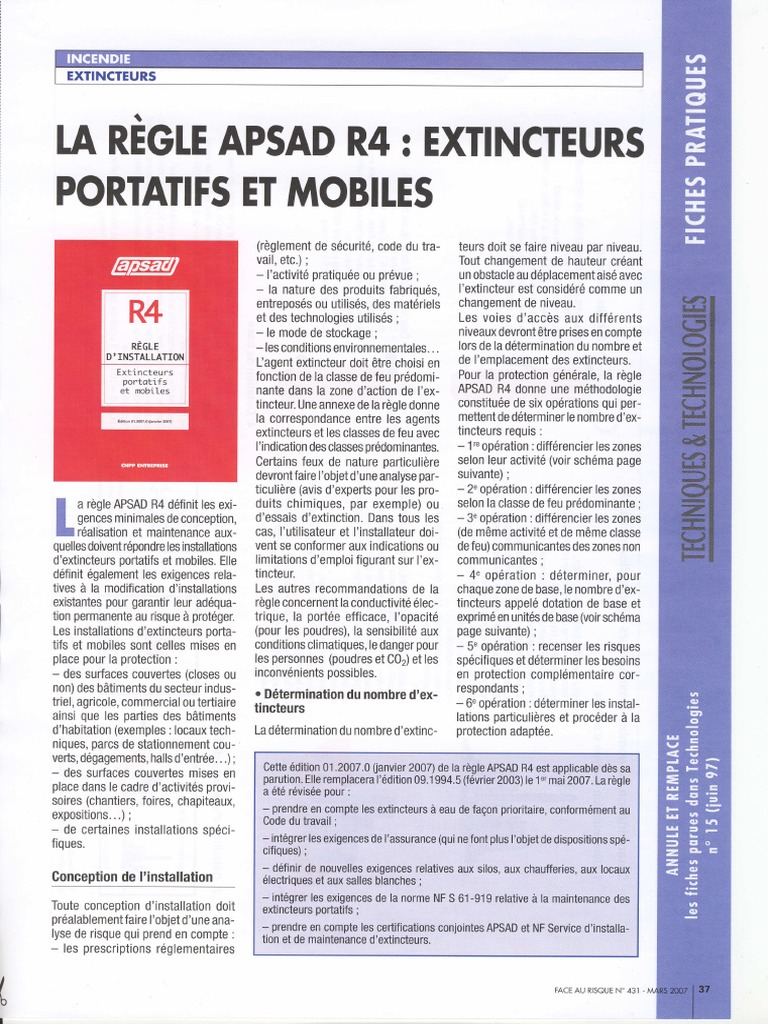 Nouvelle Regle APSAD R4 | PDF | Protection incendie actif | La combustion