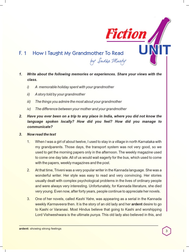 English Literature Reader How I Taught My Grandmother To Read | PDF