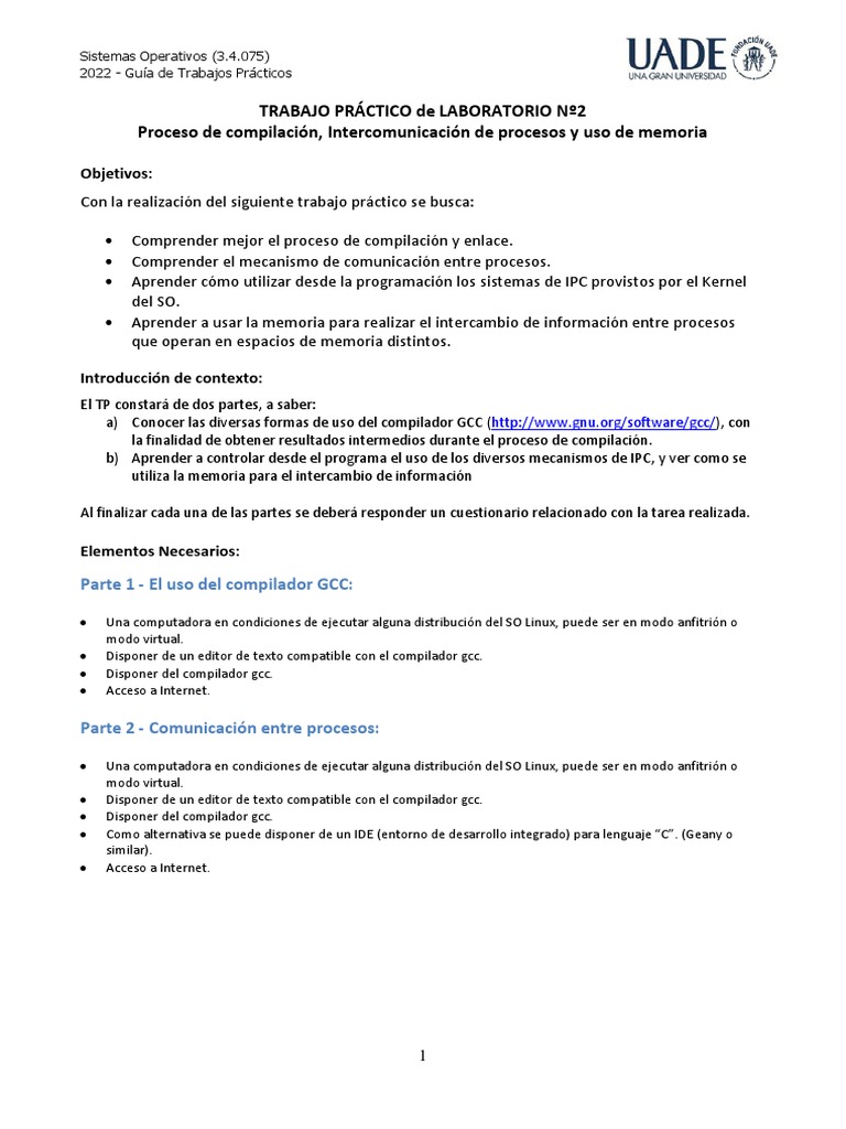 Guía Práctica: Compilación e IPC en Linux | PDF