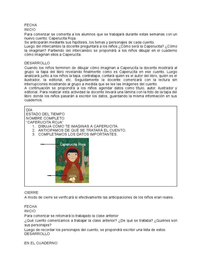 Caperucita Roja Del Cuento DGCyE 2do | PDF