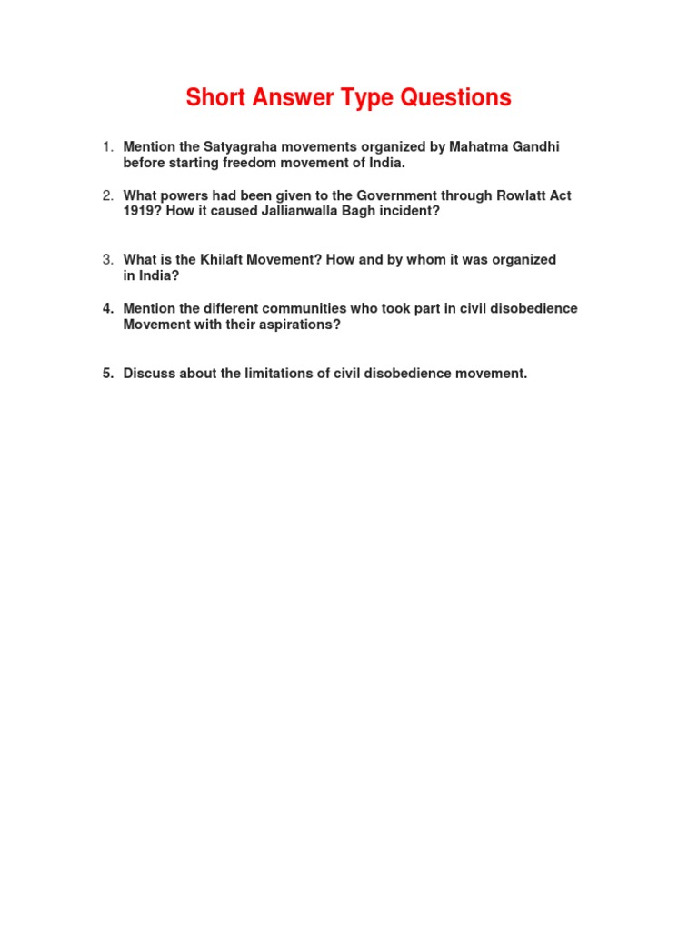 Short Answer Type Questions | PDF