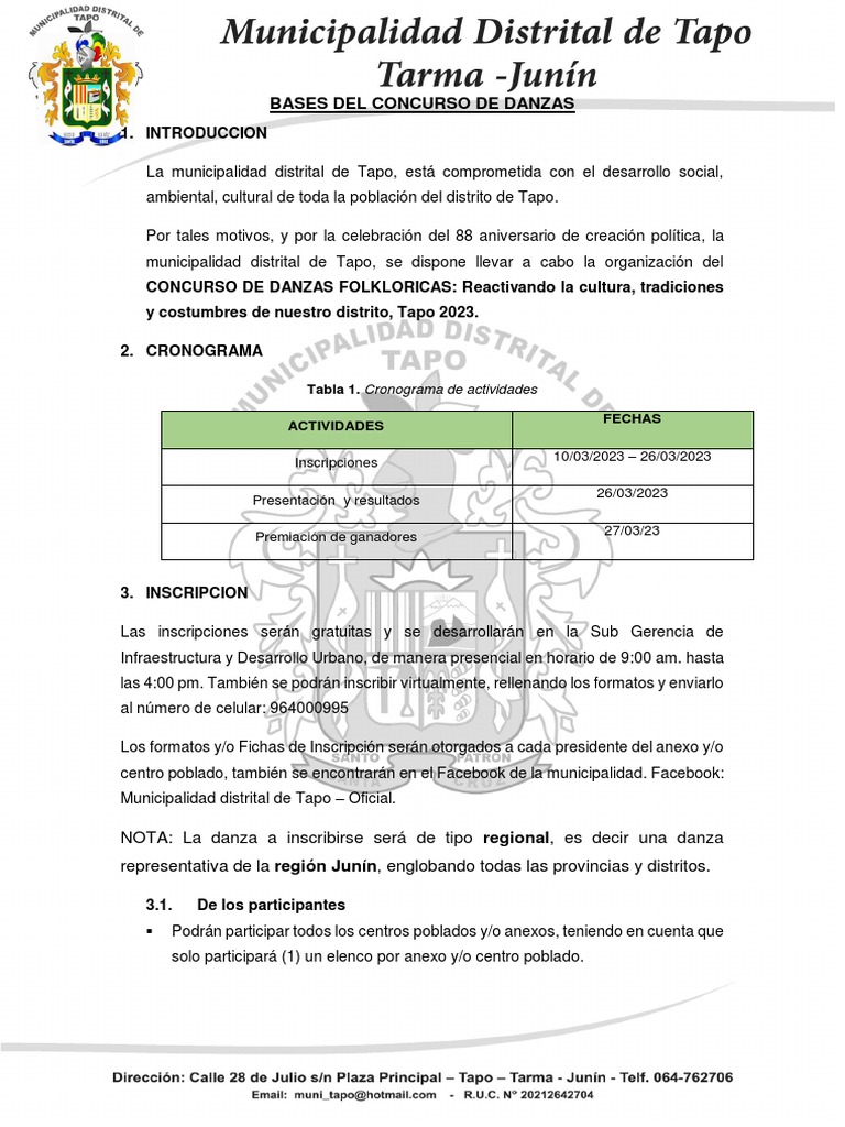 Resumen Bases Concurso de Danza | PDF Resumen Bases Concurso de Danza | PDF