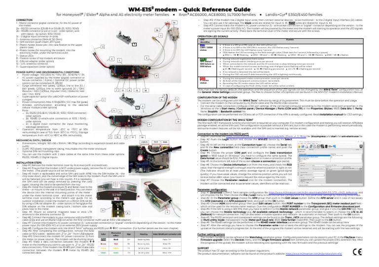 WM-E1S Family Quick Reference Guide ENG v2 00-1 | PDF | Electrical Connector | Modem