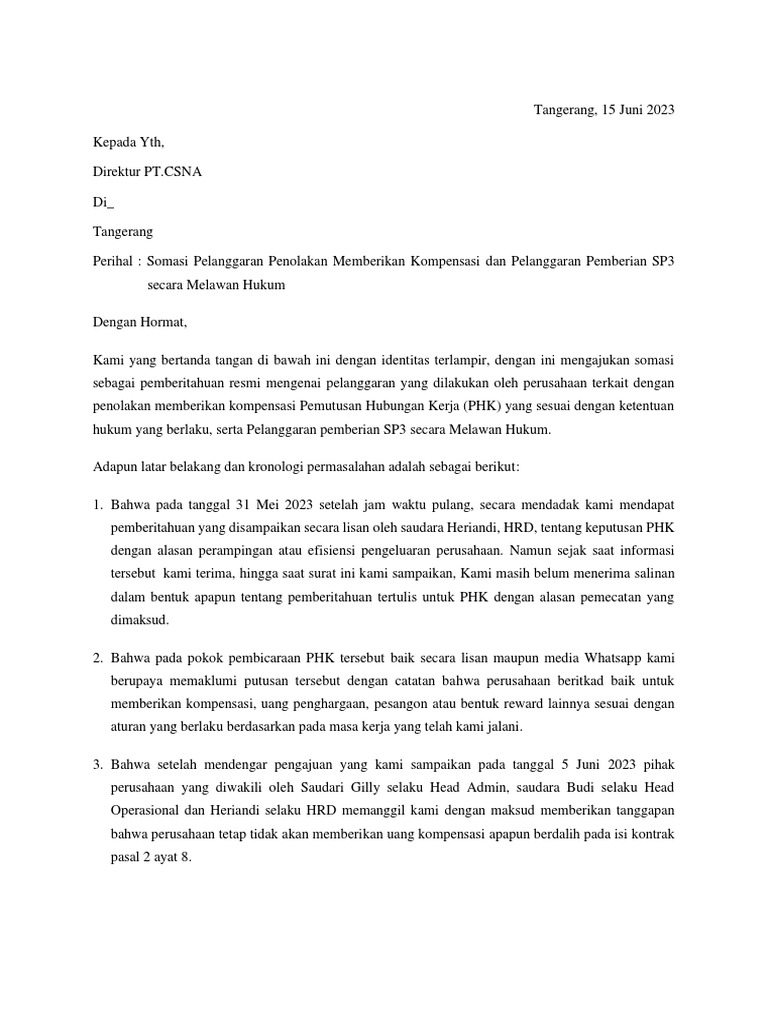 Contoh Surat SOMASI | PDF