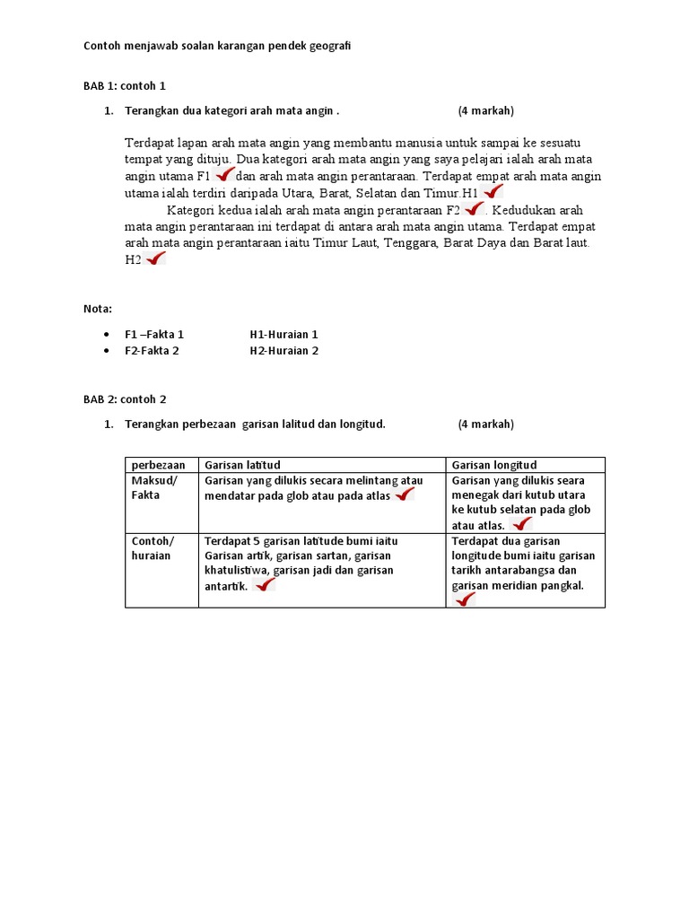 Contoh Soalan Esei Pendek Geo | PDF