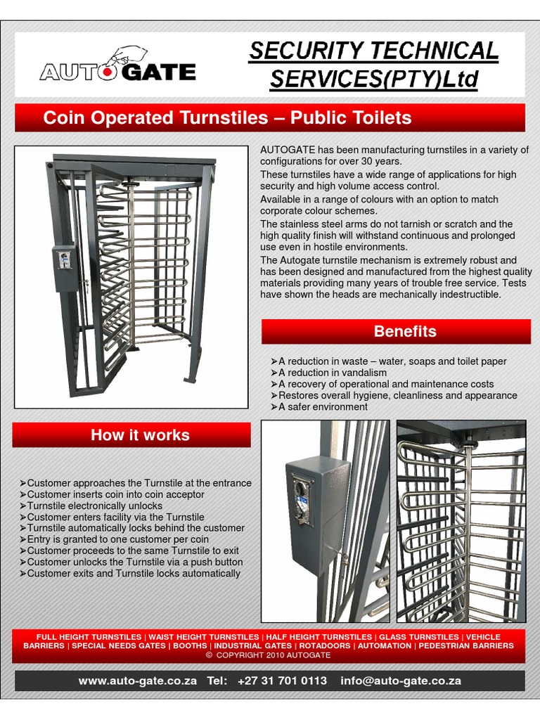 Coin Operated Turnstiles Public Toilets | PDF | Public Toilet