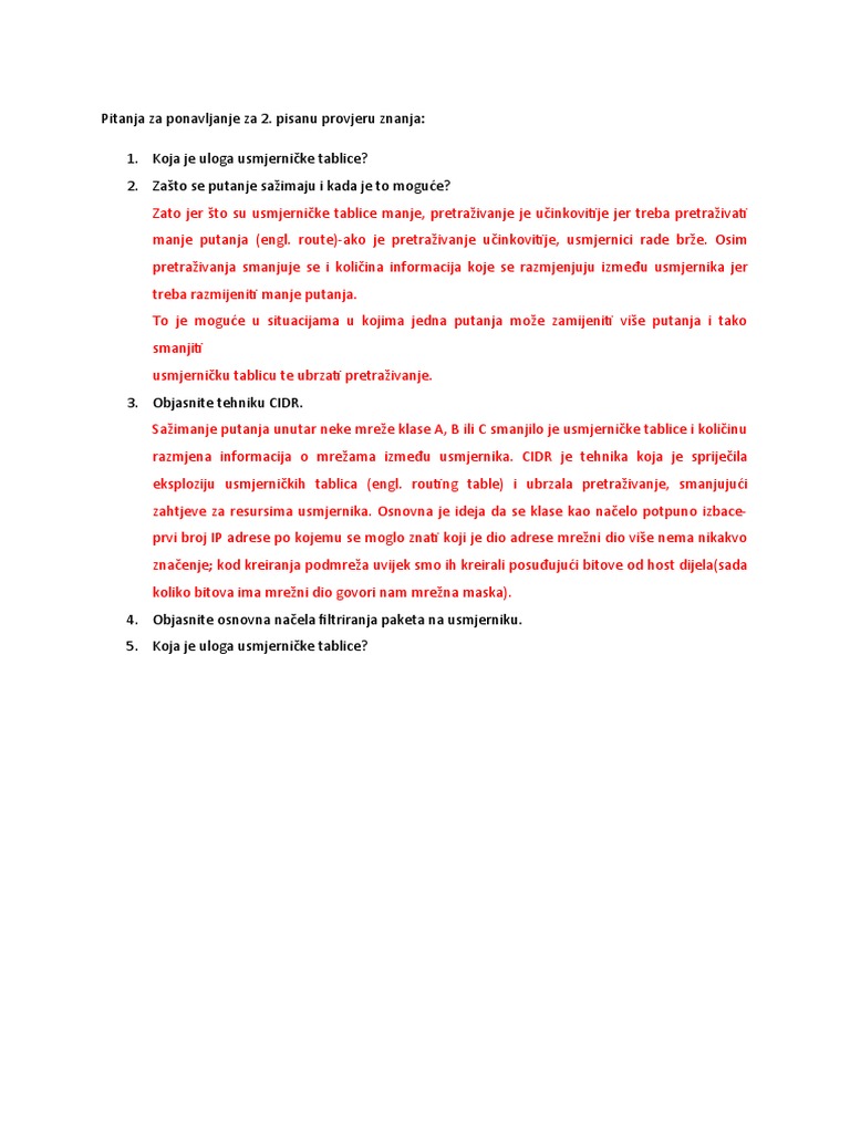 Pitanja Za Ponavljanje - 2 | PDF