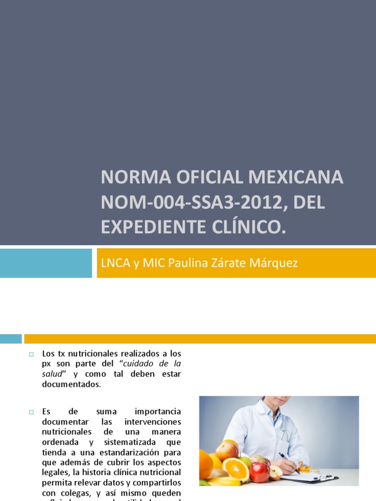 NORMA Oficial Mexicana NOM-004-SSA3-2012, Del expediente clínico (1) | PDF