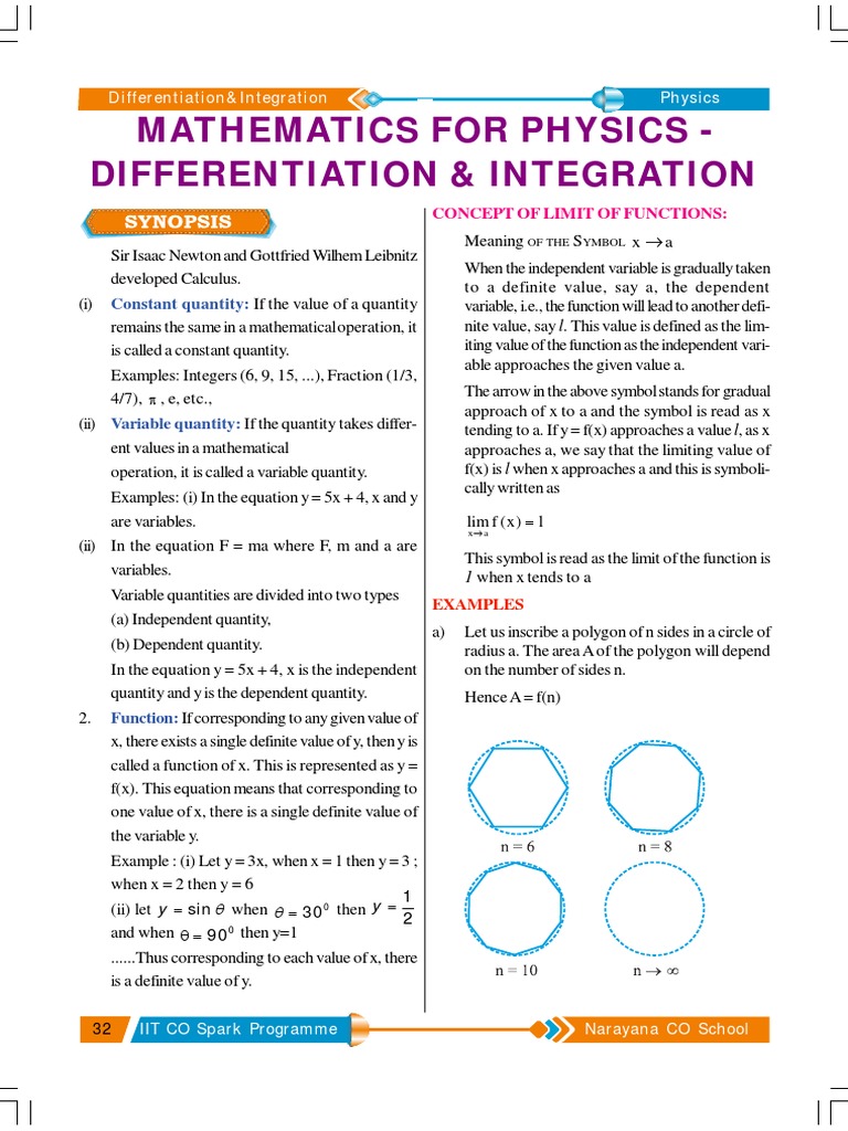9TH Differentiation Integration (32 To 55) - PHYSICS | PDF | Variable (Mathematics) | Area