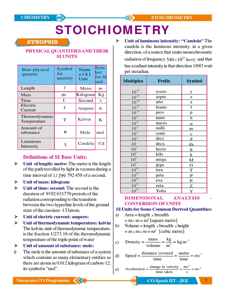 9th Chemistry Stoichiometry (1-43) | PDF | Mole (Unit) | Significant ...