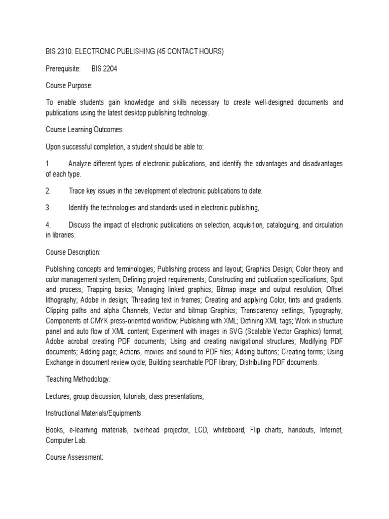 BIS 2310 Course Outline | PDF | International Standard Serial Number ...