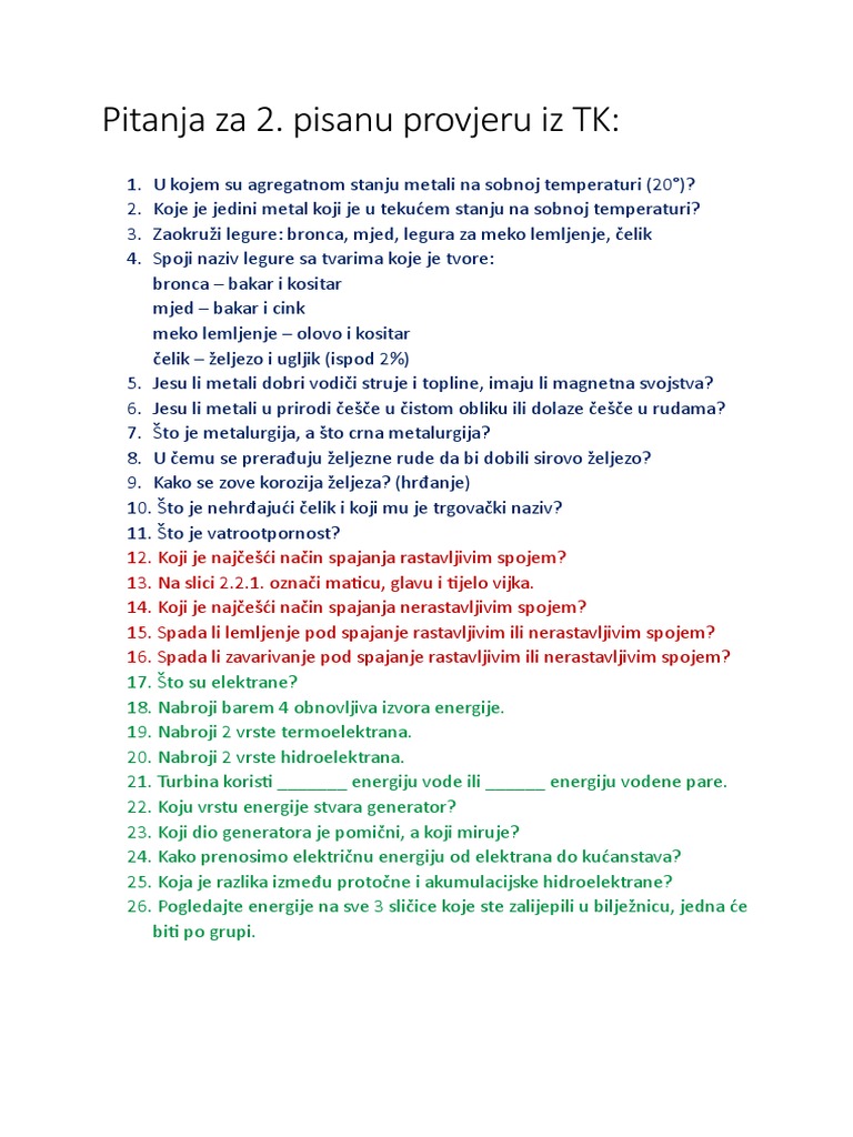Pitanja, TK2 | PDF