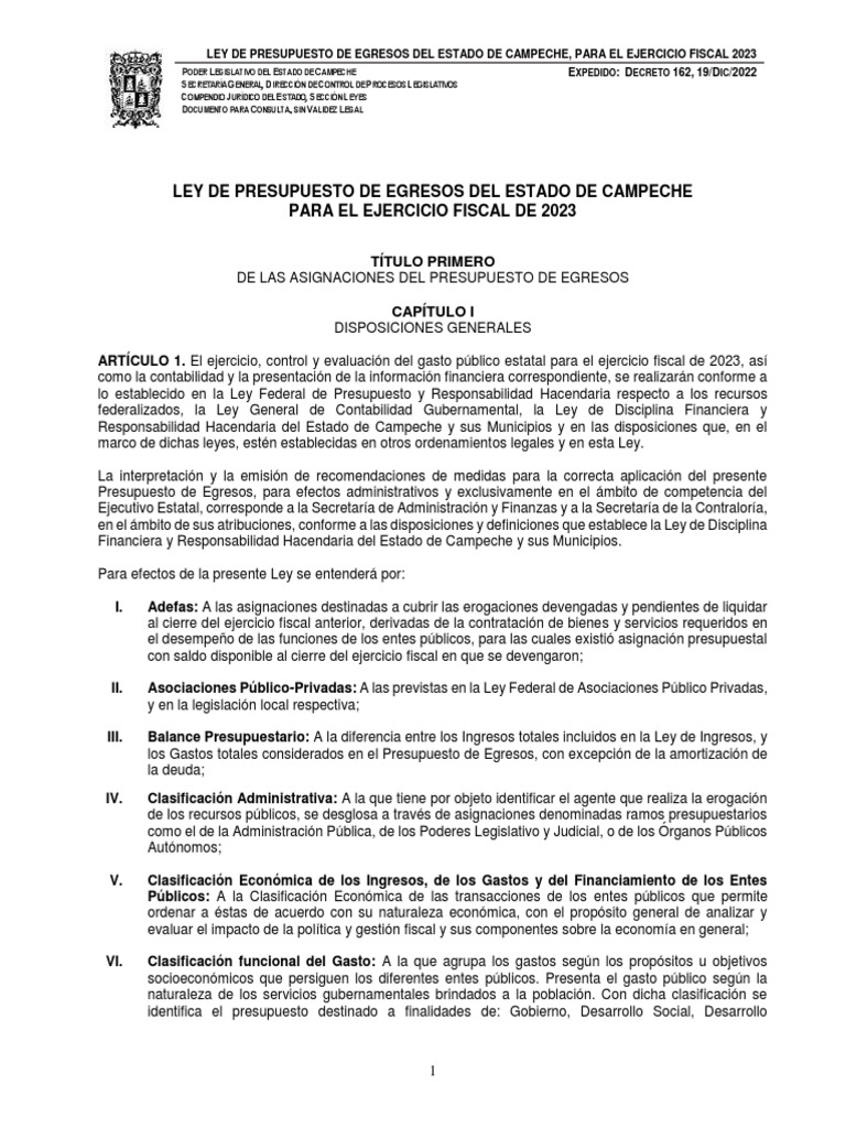 Ley_de_Presupuesto_de_Egresos_del_Edo_2023 | PDF | Presupuesto ...