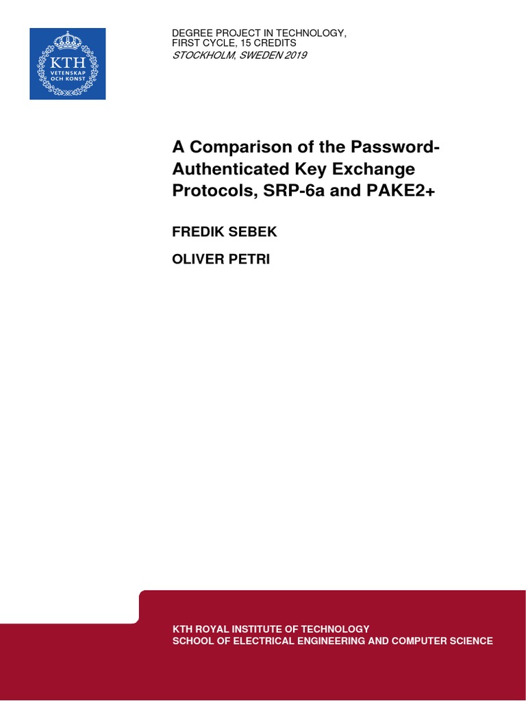 A Comparison of The PasswordAuthenticated Key Exchange Protocols, SRP ... A Comparison of The PasswordAuthenticated Key Exchange Protocols, SRP ...