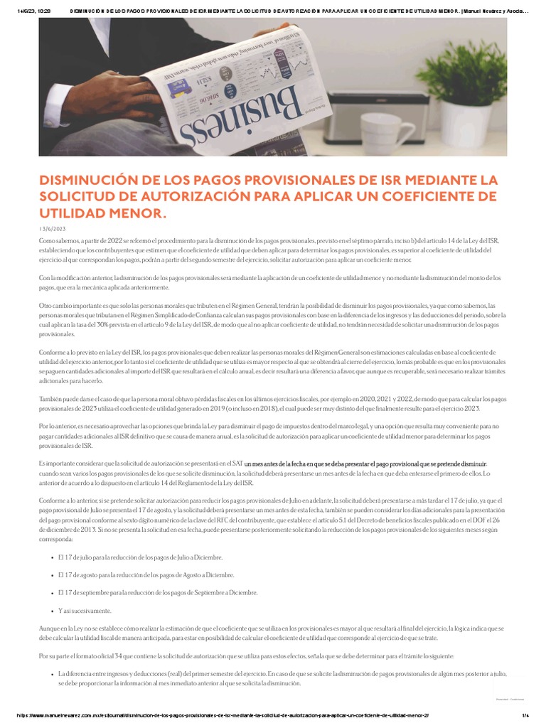 Disminución de Los Pagos Provisionales de Isr Mediante La Solicitud de ... Disminución de Los Pagos Provisionales de Isr Mediante La Solicitud de ...