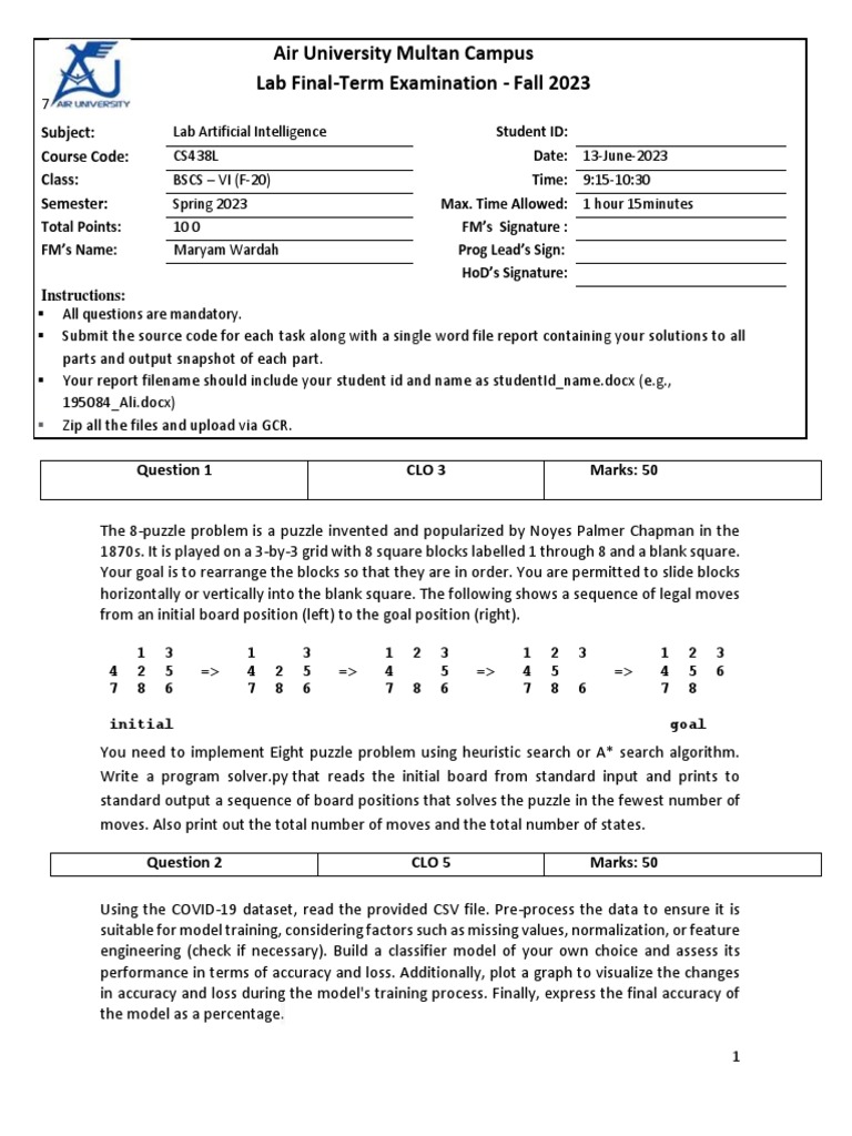 Final Lab 2023 Ai Pdf Artificial Intelligence Intelligence Ai